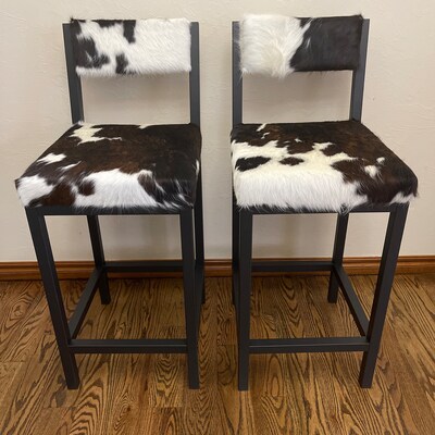 Cowhide Bar Stool Cowhide Counter Stool With Backs FPBK - Etsy