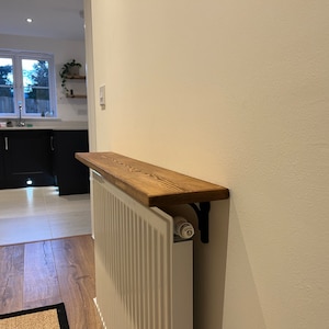 Rustic Solid Wood Radiator Shelf With Cast Iron Brackets - Etsy UK