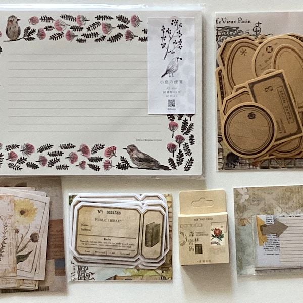 Small Birds Letter Paper Set, 4legs Penchant Mushroom Illustration ...