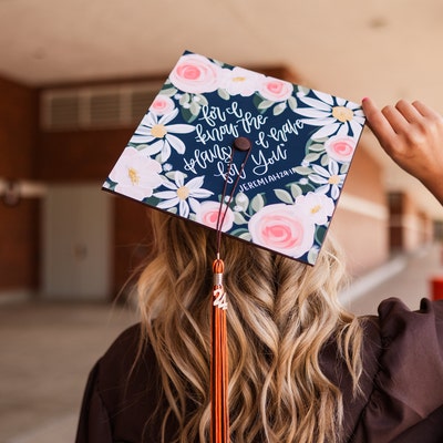 Customizable Floral Grad Cap Decoration Self-adhesive Daisies and Rose ...