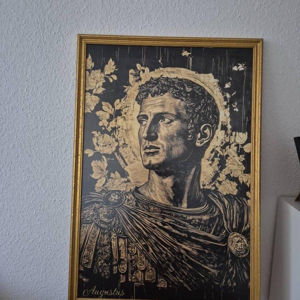 Augustus Caesar Portrait Poster: Black and Gold Ancient Rome Art - Etsy