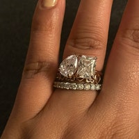 CZ Diamond Round Cut Fancy Band, Pear & Round Cut Cluster Wedding Band ...