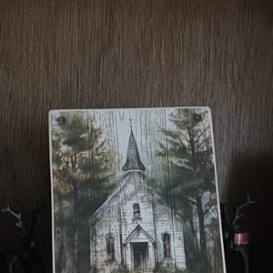 Rustic White Church Print: Vintage Christian Wall Decor (4x5, 5x7, 8x10 ...