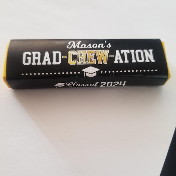 Grad-chew-ation | Graduation Party Favor | Custom Gum Wrapper ...