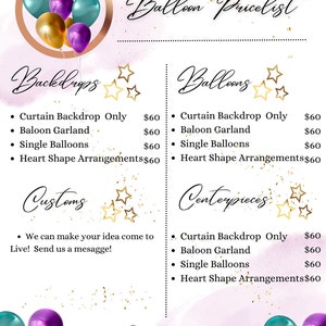 Sweet Treats PRICE LIST Template, Canva Editable Super Easy, Heart ...