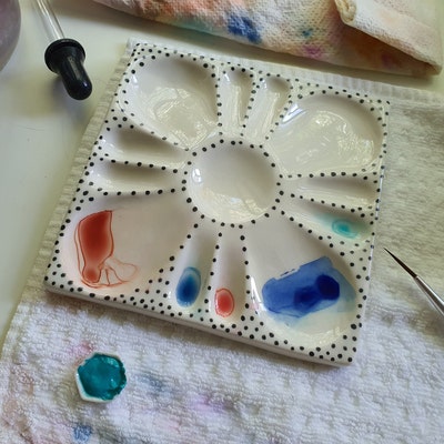 Ceramic Palette, Handmade Ceramic Paint Palette, Water Color Palette ...