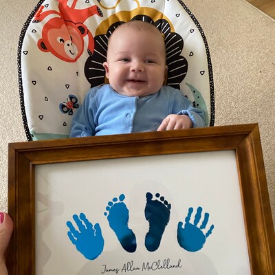 Real Foil Baby Handprint Footprint Art Made From Baby's Actual Prints ...