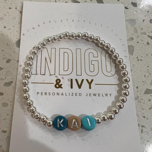 Custom Bracelet Stack Beaded Name Bracelet Mama Stackable Bracelets Heishi Clay Bead Word ...