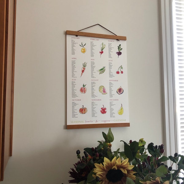 Seasonal Fruits and Veggies Calendar,kitchen Wall Decor,healthy ...
