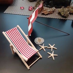 Miniature Deck Chair Nautical Red White Blue Mini Coastal | Etsy