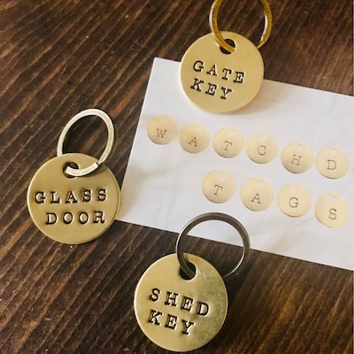 Minimalist Name Tag Personalized Keychain Hand-stamped Metal Tags Label ...