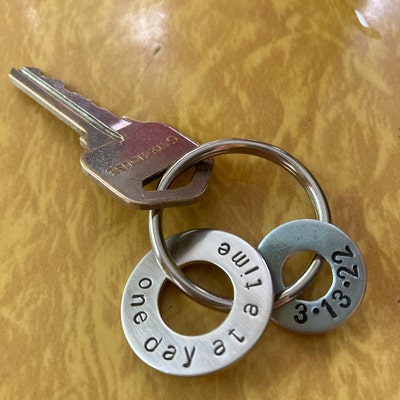 CARPE DIEM Hand Stamped Washer Key Chain Graduation Gift Birthday Gift ...