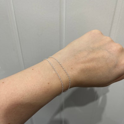 925 Sterling Silver Extender Safety Trace Chain , 2 X Bolt Ring Clasps ...