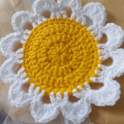 Handmade Crochet Daisy Coaster - Etsy