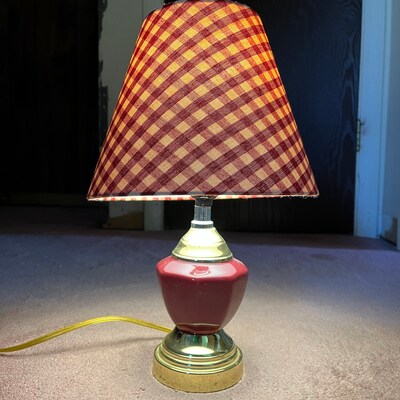 Gingham Check Lamp Shade. Checkered. Red and Beige. Shade is 9.5 Wide ...