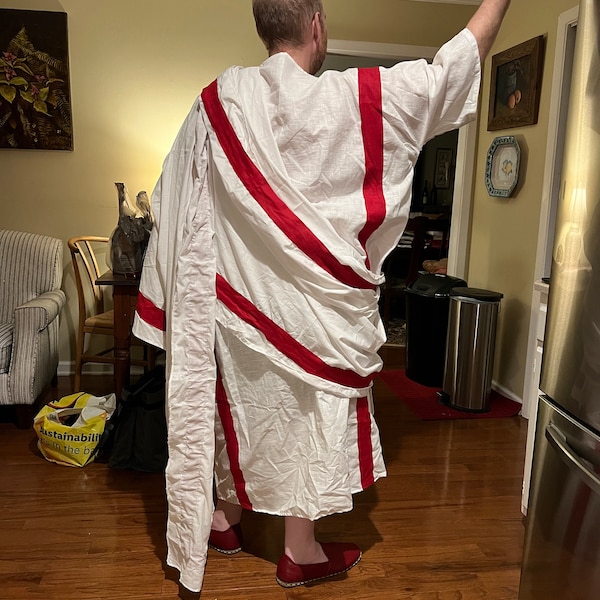 Men's Ancient Roman Senate White Linen Costume Toga for Re-enactment ...