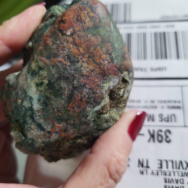 Raw Natural Red Plume Agate Rough Slab. Rare High Quality Multicolour ...