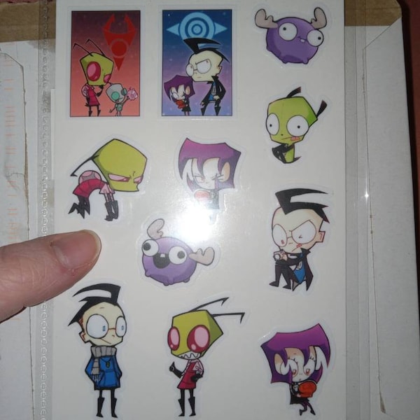 Invader Zim Vinyl Sticker Sheet (11 Tiny Stickers) - Zim - Dib - Gaz ...