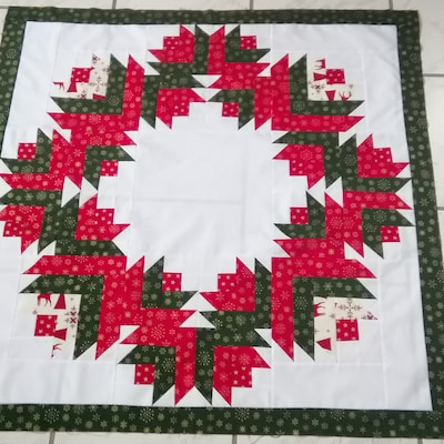 Digital Pdfchristmas Rose Wreath Quilt Block Patternmodern Patchwork376 ...