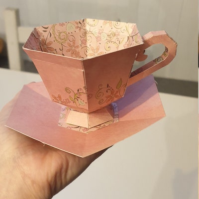 Fancy 3D Paper Teacup SVG Cut File Tea Party SVG 3D Treat Box / Gift ...