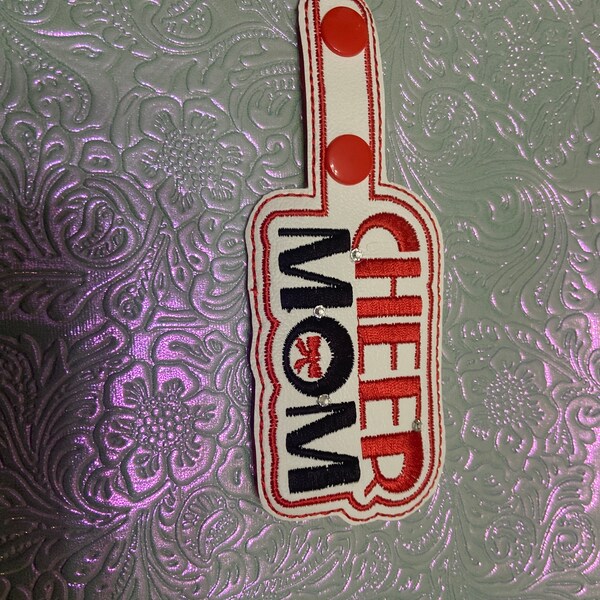 Cheer Mom Key Chain Embroidery Design in the Hoop, Snap-tab Ith Key Fob ...