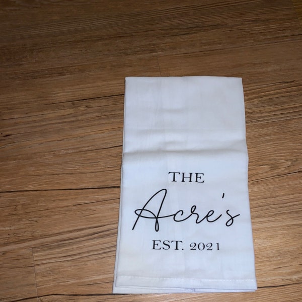 Personalized Tea Towel, Last Name Kitchen Towel, Custom Name Tea Towel ...