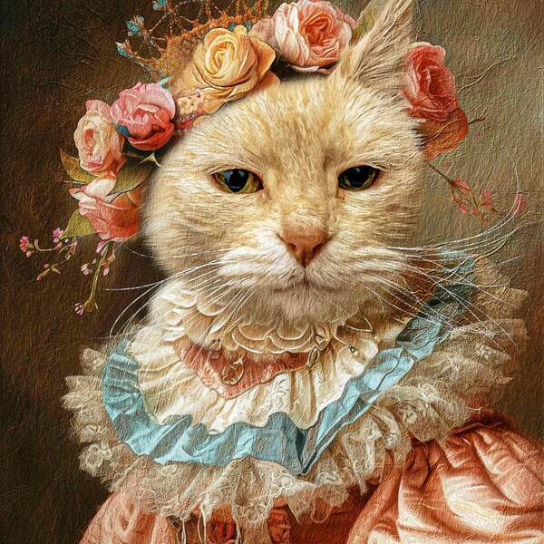 Renaissance Cat Portrait From Photo, Royal Cat Portrait, Cat Portrait ...