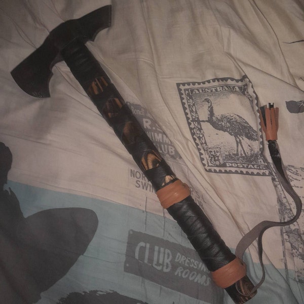 Hand-forged Viking Axe With Hammer Poll – Walnut Handle, Leather ...