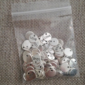 100pcs Love Charms Round Tag Charms Mini Small Charm Antique - Etsy