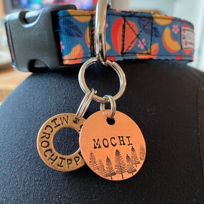 Mini Tree Line Dog Tag Hand Stamped Pet ID Tag - Etsy