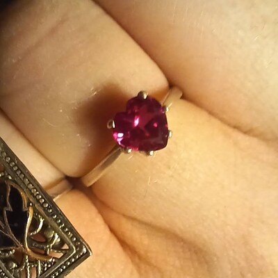 Sterling Silver Ruby Heart Ring Heart Engagement Ring Heart - Etsy