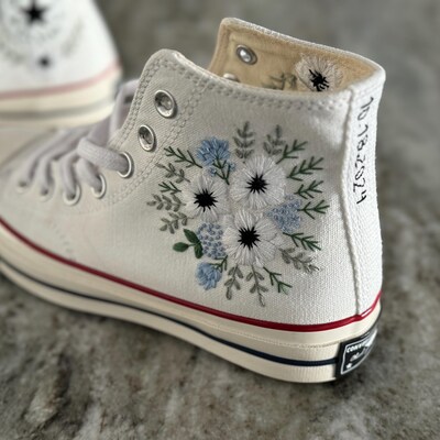 Custom Embroidered the Moon Converse/ the Moon and the Sun Embroidered ...