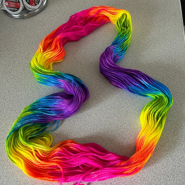 Hand Dyed Variegated Fluorescent Neon Rainbow Sock, Dk, Bulky, Super ...