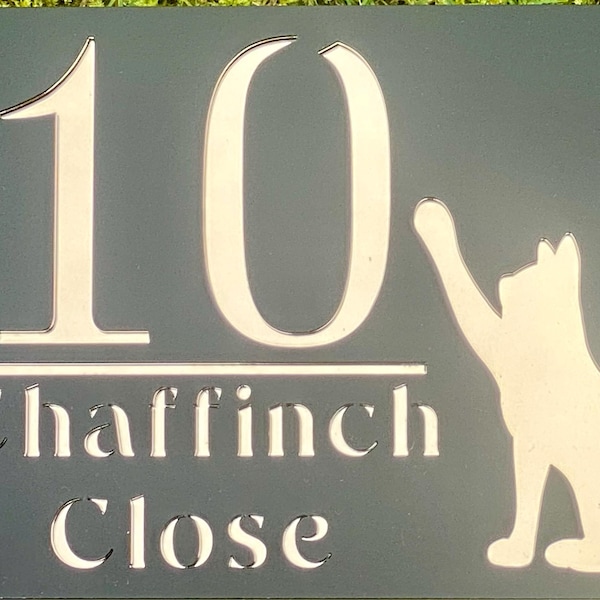 Modern House Sign | Cat House Number | 195mm 130mm | 230mm X 155mm ...