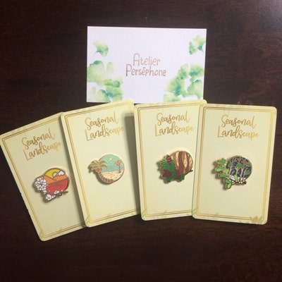 Summer Beach Seasonal Landscape Hard Enamel Pin 25mm - Etsy