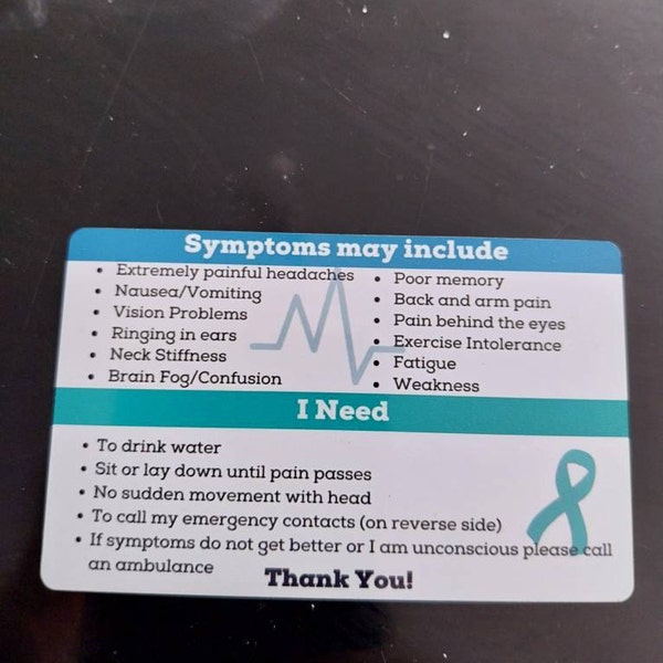IIH Awareness Medical Alert Card, Iih Warrior, Iih Ribbon, Idiopathic ...