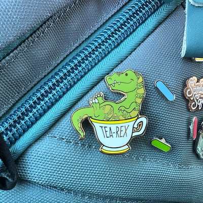 Tea Rex Hard Enamel Pin, Funny Dinosaur Pun Metal Pin - Etsy