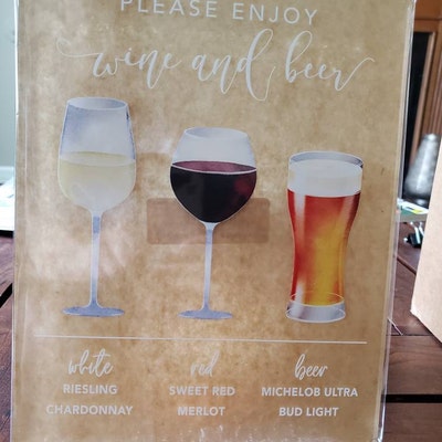 Wine and Beer Custom Sign Bar Menu Open Bar Bar Sign for Wedding and ...