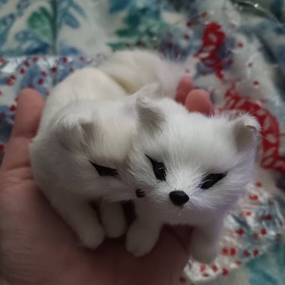 Handmade Faux Fur White Fox Spirit 4in Soft Realistic Animal Ninetails ...