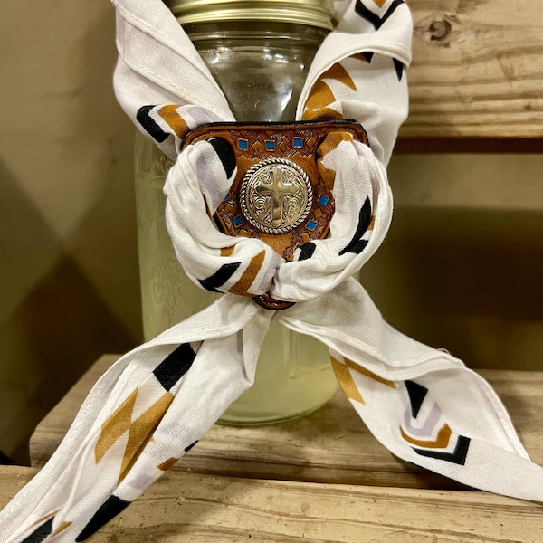 Western Saddle Tooled Leather Scarf Slide - Etsy