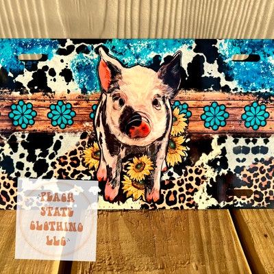 Western Background Pig License Plate Sublimation Design Downloads,pig ...