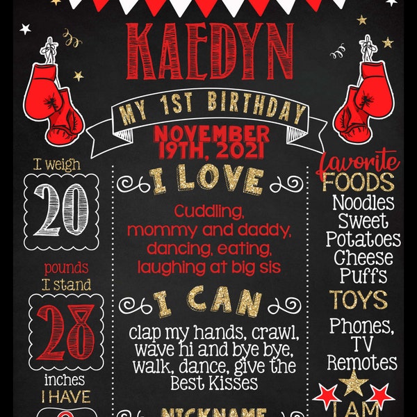 Boxing Birthday Milestone - Boxer Themed Party Poster - Editable ...