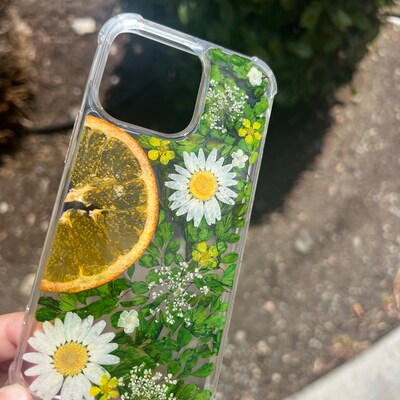Pressed Flower Orange Lemon Clear Phone Case Lg G7 Thinq Case - Etsy