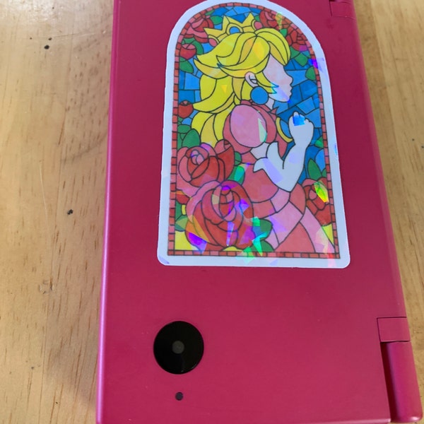 Princess Peach Stained Glass Window Holographic Sticker - Etsy