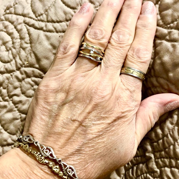 Bellanca Diamond Connected Stacker Gold Linked Spinner Ring, Handmade ...