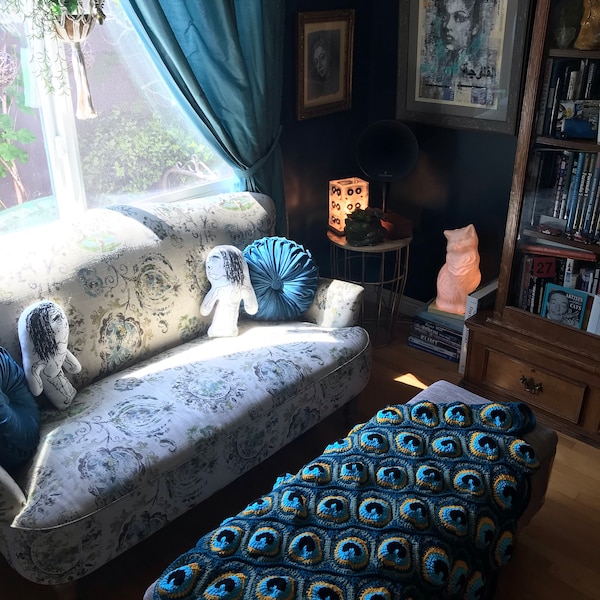 Handmade Crochet Afghan of a FLAME Chopper MOTORCYCLE Knit Couch Bed ...