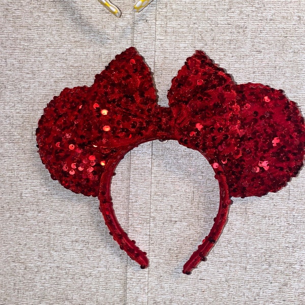 Red Velvet Sequin Mouse Ears - Etsy