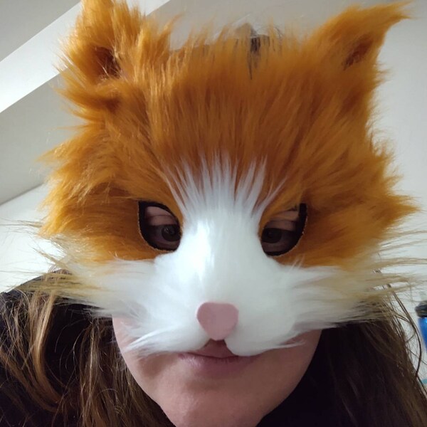 Faux Fur Ginger Cat Mask, Handmade - Etsy