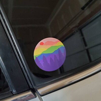 Subtle LGBTQ Flag Sticker Pride Sticker Rainbow Sticker Mountain ...
