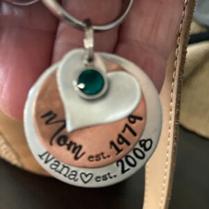 Personalized Hand Stamped Keychain. Pregnancy Announcement. New Grandma ...